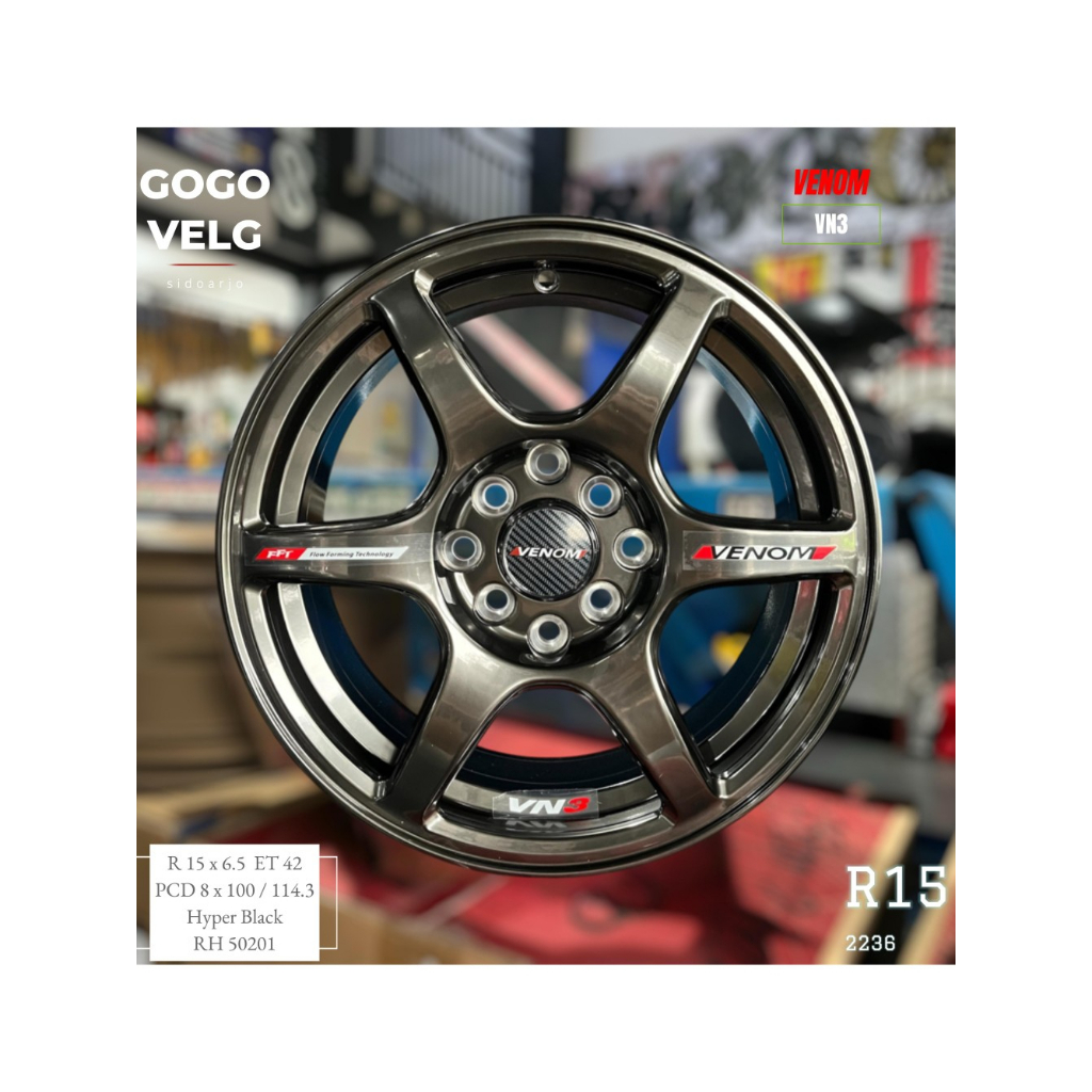 Jual Velg Mobil R15 Venom VN3 PCD 4X100/114,3 lebar 6,5 ET 42 Agya Ayla ...