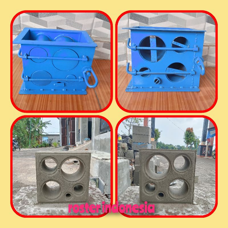 Jual cetakan roster tumbuk besi 2 muka motif tapak kucing 20x20x10 ...