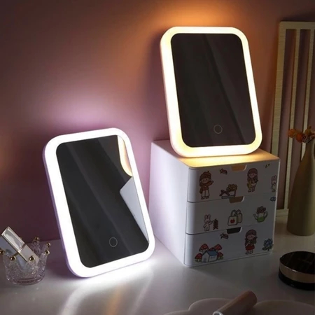 Jual CERMIN LAMPU LED 3 WARNA RECHARGEABLE TOMBOL TOUCH SCREEN CERMIN ...