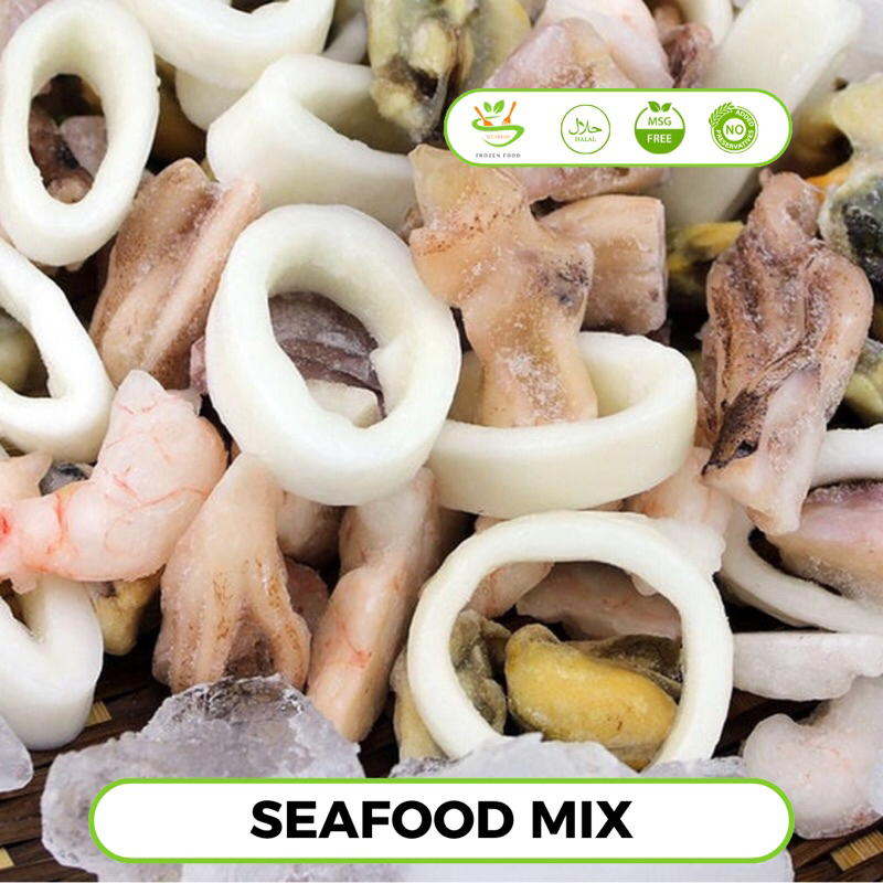 Jual Seafood mix 1kg Fresh cumi bangka, udang bangka, ikan dori ...