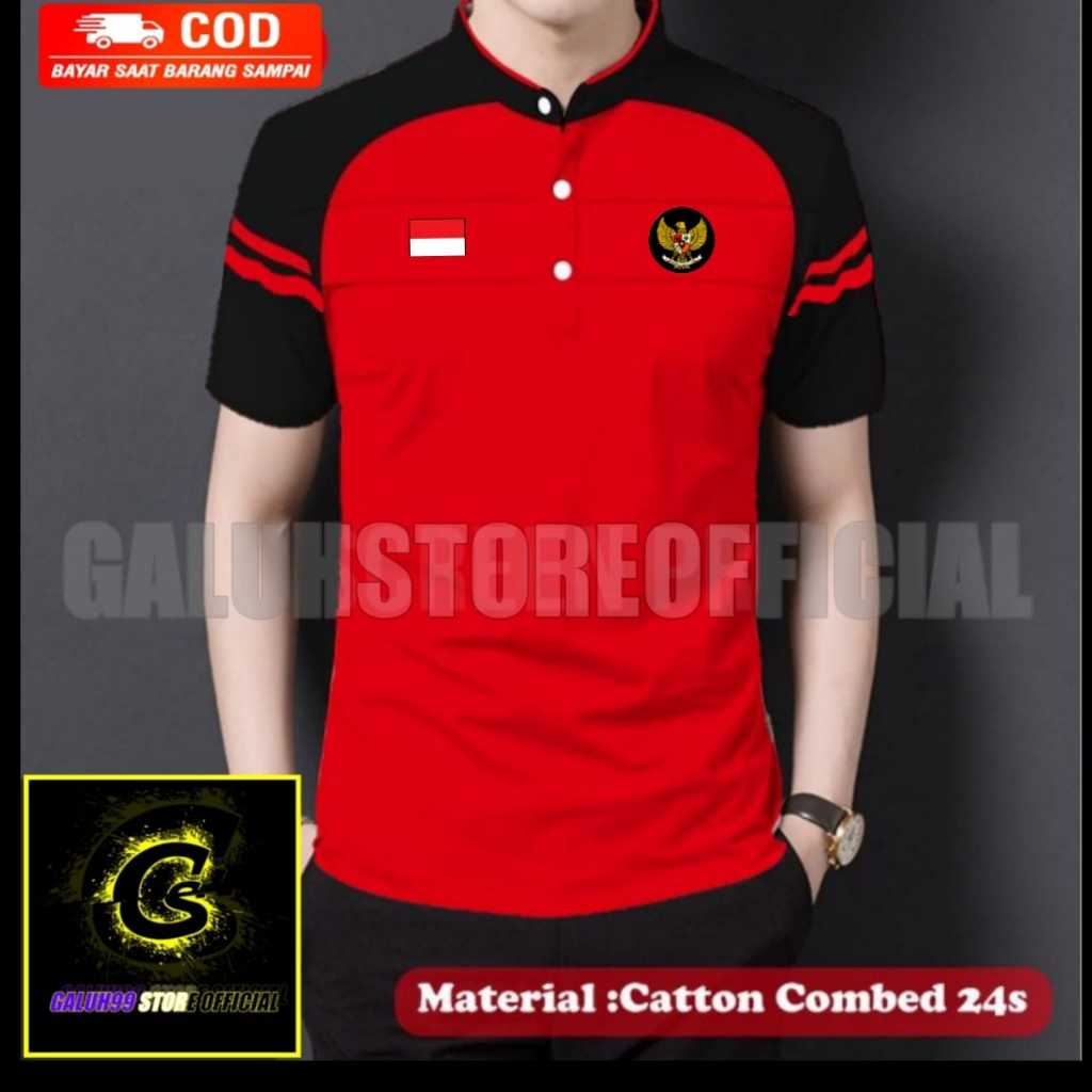 Jual kaos polo raglan logo garuda bendera indonesia kaos poloshirt kaos agustusan terlaris ...
