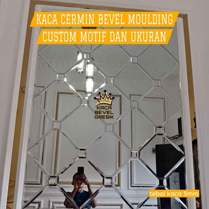 Jual custom motif kaca cermin bevel moulding tebal kaca 5mm | Shopee ...