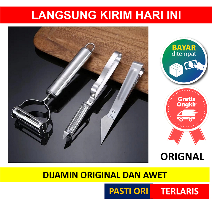 Jual [ PAK PENG ] PAKET PENGUPAS BUAH 3 IN 1 3in1 Stainless Set Parutan ...