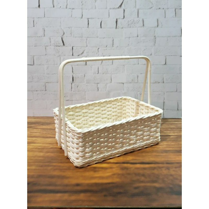 Jual Ready ~ keranjang rotan kotak dua tangkai serbaguna cocok buat ...