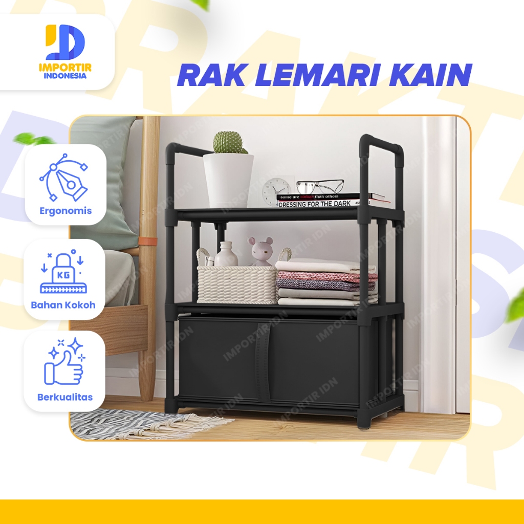 Jual Importir - Lemari Rak Laci 3 Susun 2 Laci Kain Linen Rak ...