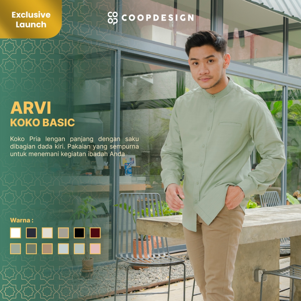 Jual [Exclusive Baju Lebaran 2025] Coop Design - Arvi Kemeja Koko Polos Kerah Changi Collarless ...