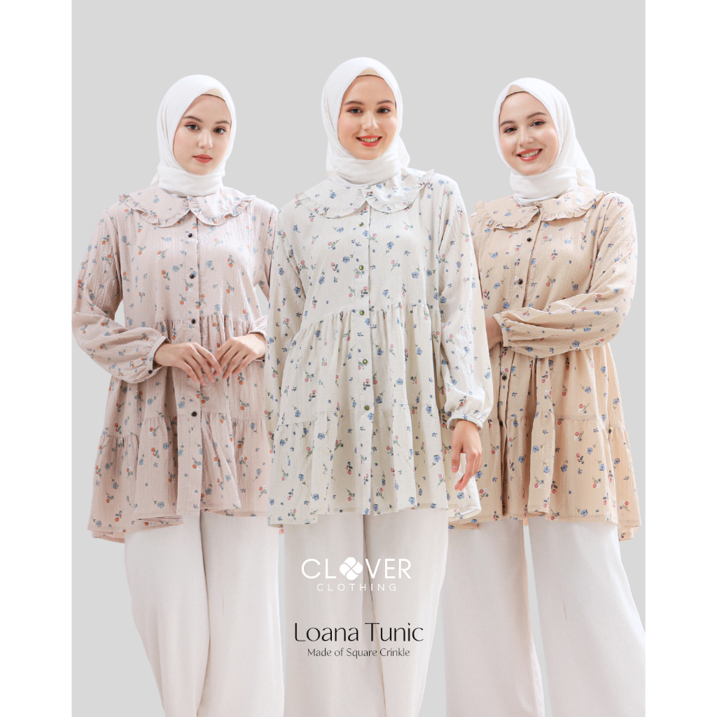 Jual Clover Clothing - Tunik Loana | Square Crinkle | Shopee Indonesia