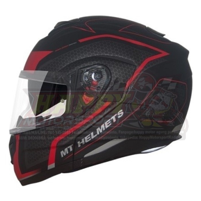 Jual Helm MT Helmets Atom SV Tech SX2 Matt Black Red Full Face Modular | Shopee Indonesia