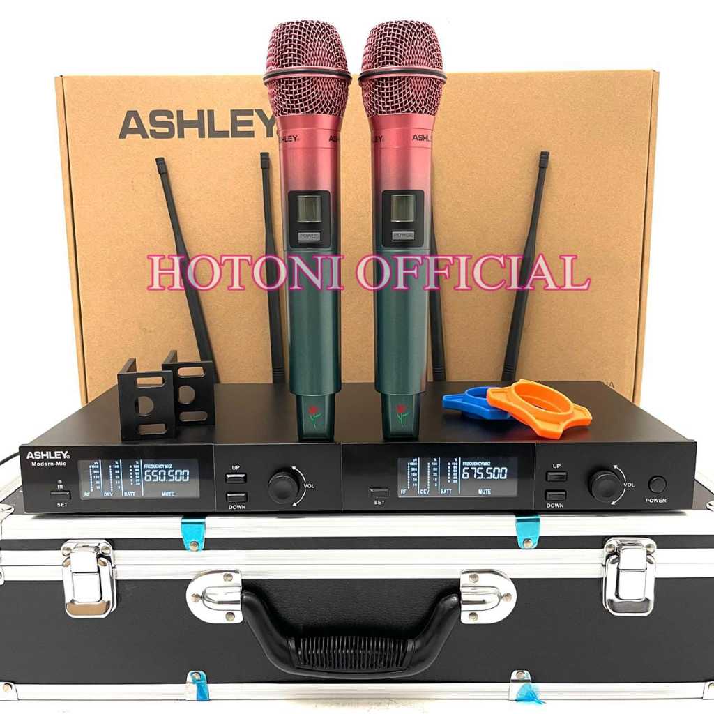 Jual Mic Wireless Ashley Modern Mic Original Free Koper Microphone ...