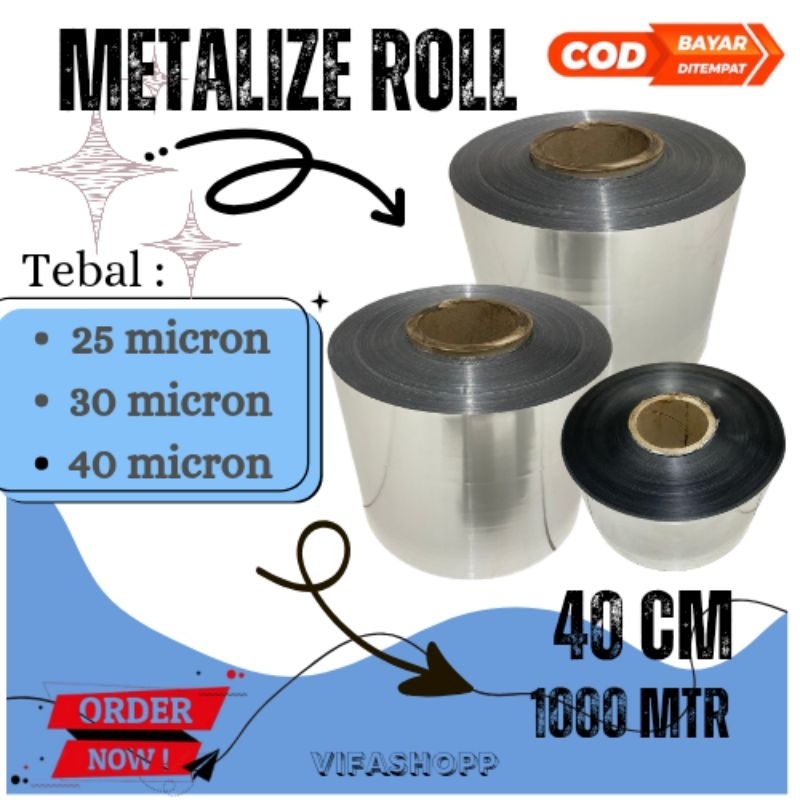 Jual PLASTIK METALIZE ROLL 40CM X 1000METER TEBAL 25-40MICRON | Shopee ...