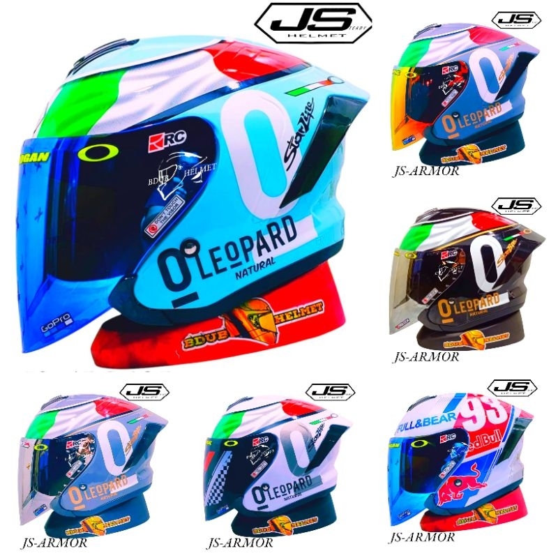 Jual Helm JS armor leopard blue paket ganteng | Shopee Indonesia