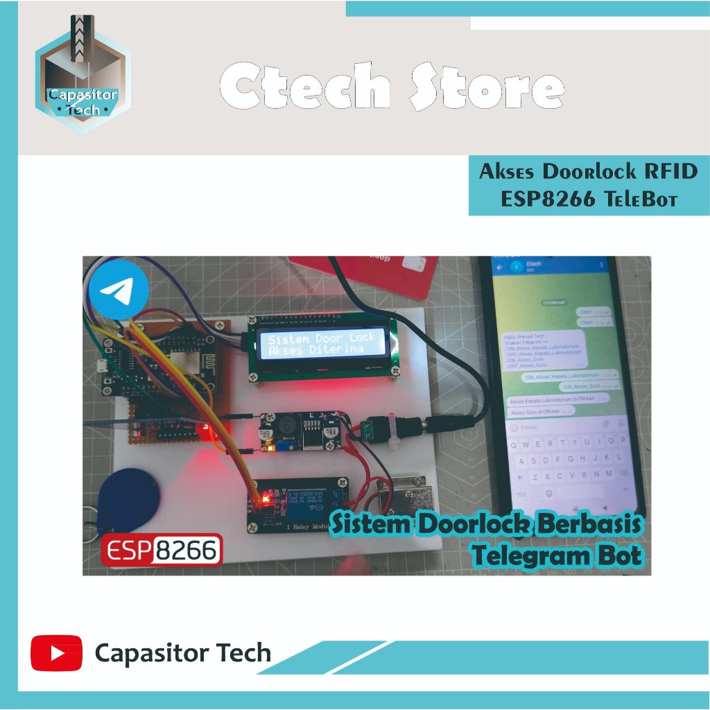 Jual Project IoT Akses Doorlock Menggunakan ESP8266 dan RFID Berbasis TeleBot | Shopee Indonesia