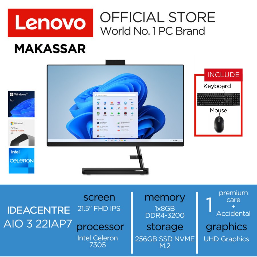 Jual Lenovo IdeaCentre AIO 3 22IAP7 Desktop Celeron 7305U 8GB 256GB 21. ...