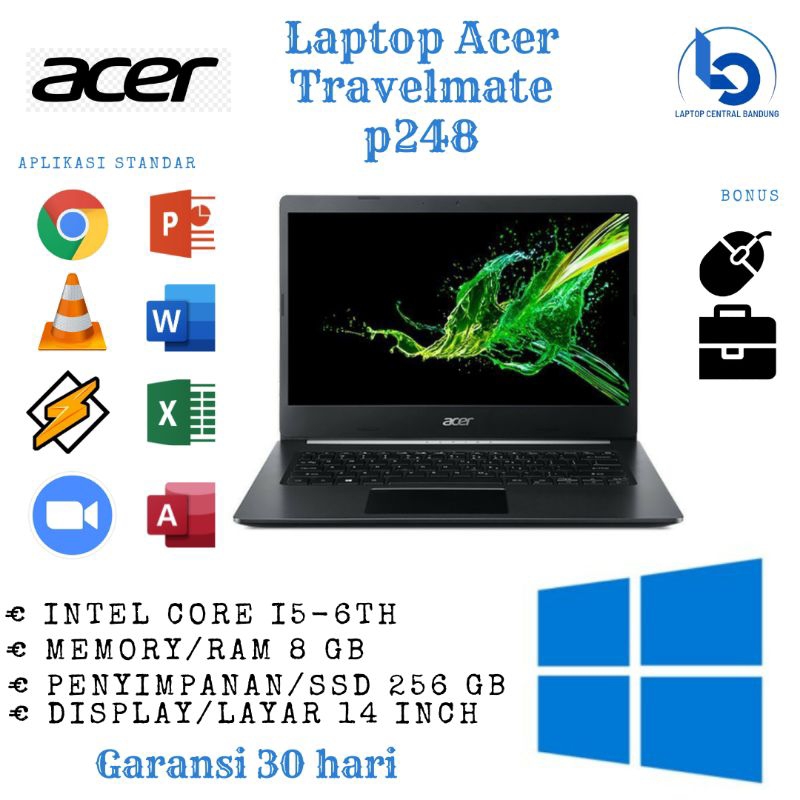 Jual Laptop Acer Travelmate P248 core i7 gen6 Ram 8gb Ssd 256gb Original | Shopee Indonesia