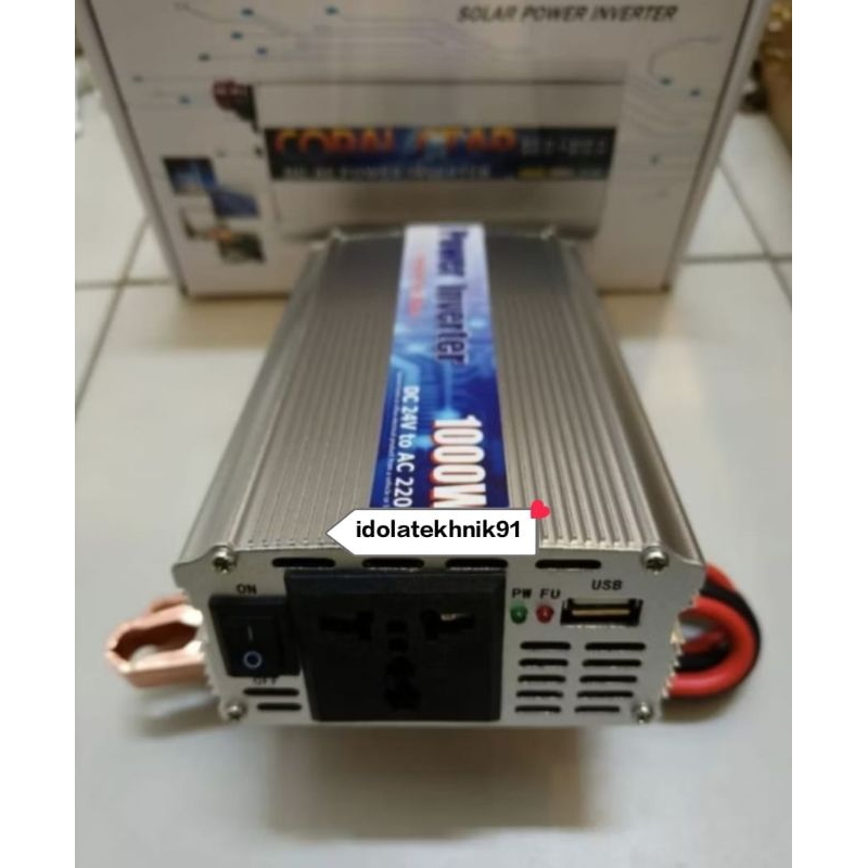 Jual Inverter 1000watt DC to Ac Merk CORALSTAR Input DC 24V Output AC ...