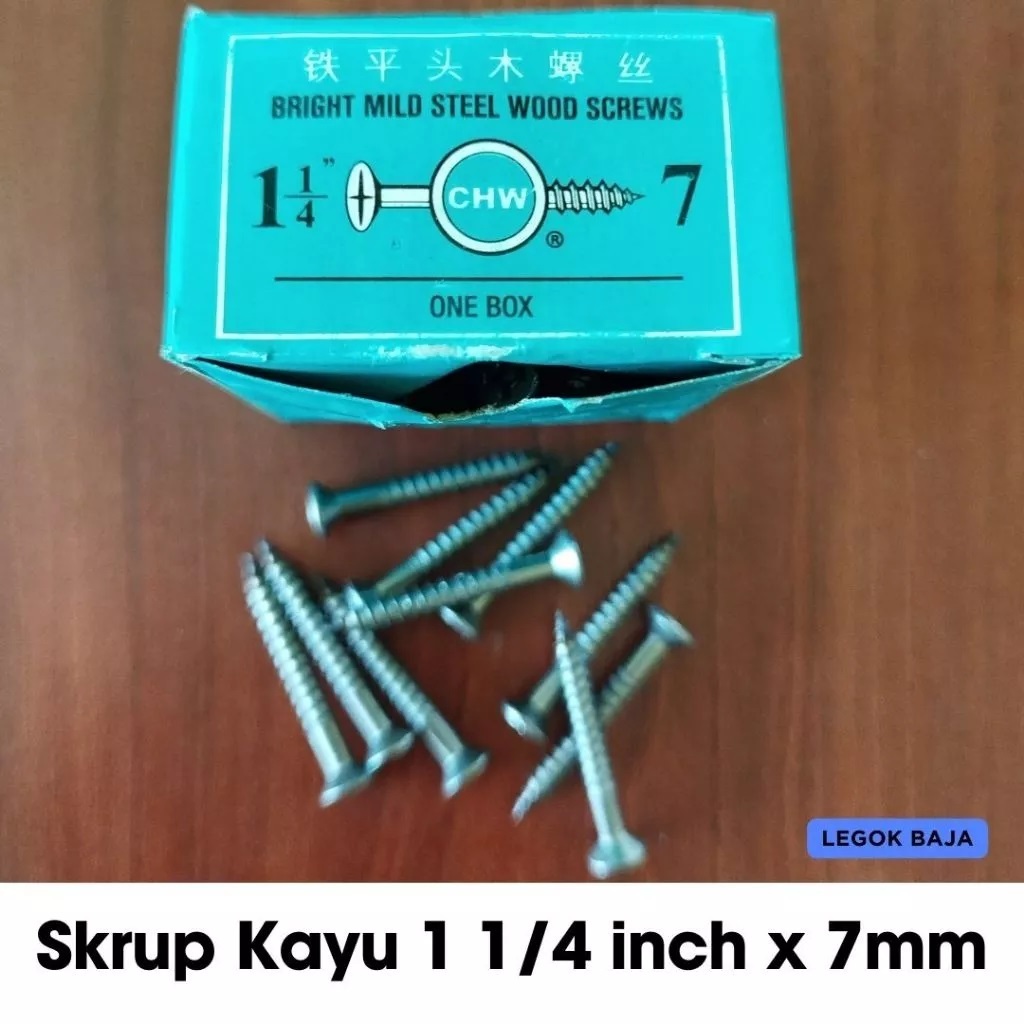 Jual Skrup Baut Kayu Drywall Lemari CHW Wood Screw 1/4 inch x 7mm ...