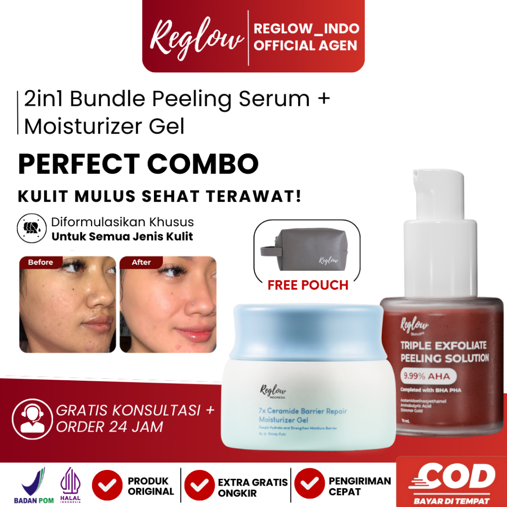 Jual Reglow Combo Perfect Peeling Serum + Moisturizer Gel Untuk Semua ...