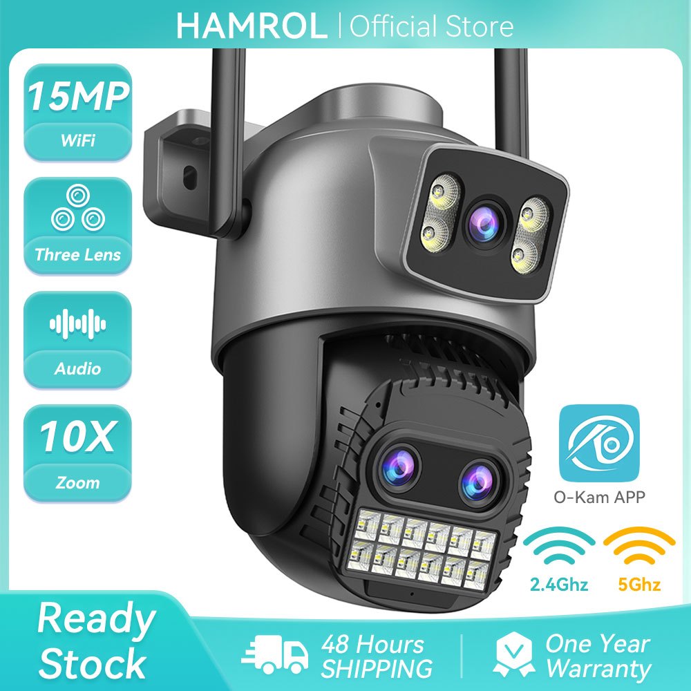 Jual Hamrol 15MP 10X ZOOM Three-Lens Kamera PTZ CCTV IP Camera O-KAM ...