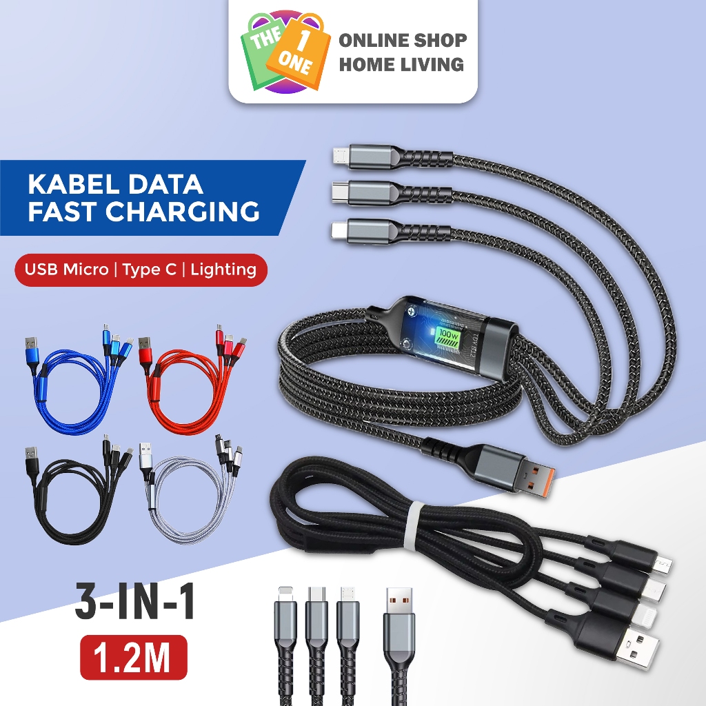 Jual Kabel Data 3 in 1 Fast Charging Untuk Android IOS Dan Type C Model ...