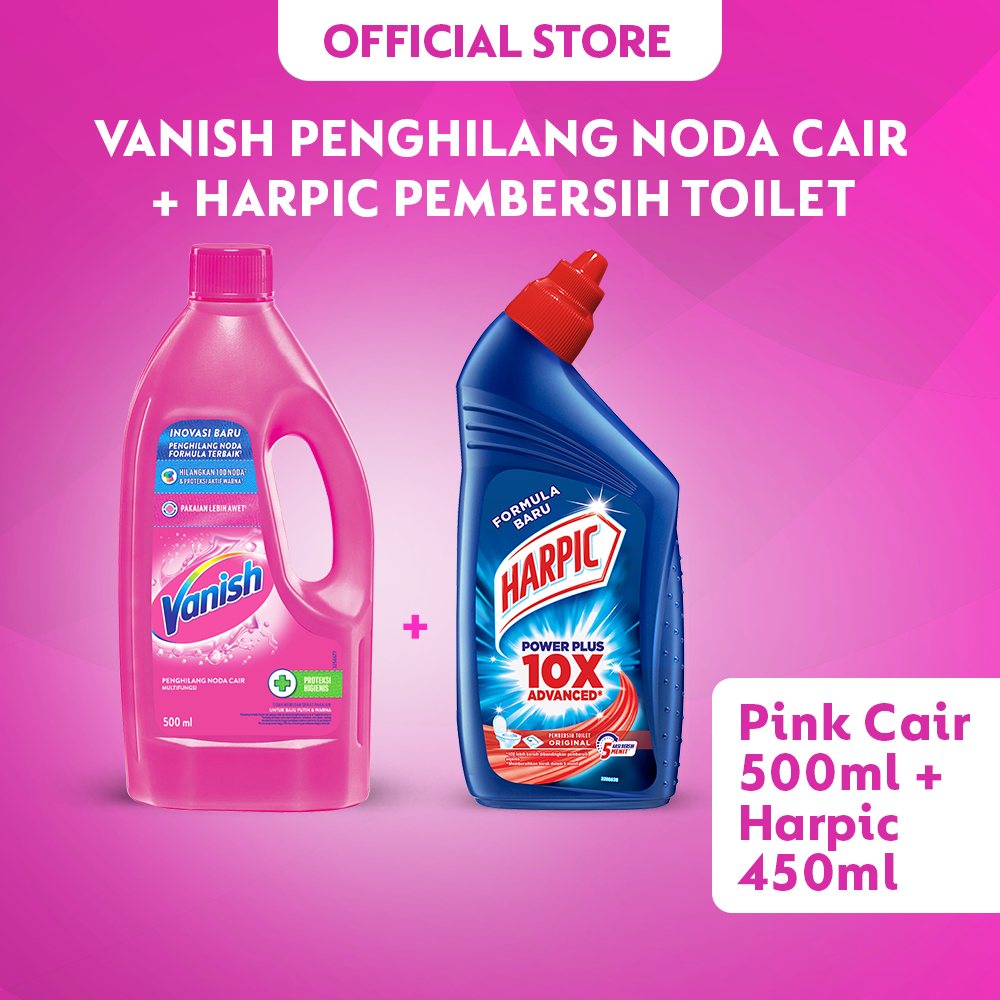 Jual [VALUE PACK] Vanish Pink Cair 500ml Bottle + Harpic Power Plus ...