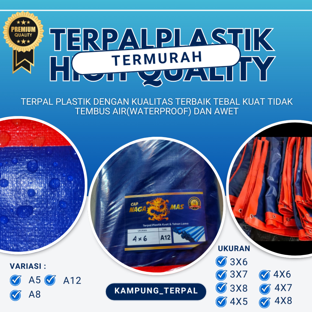 Jual TERPAL PLASTIK A12 A8 dan A5 ukuran 4X8 4X7 4X6 4X5 3X8 3X7 3x6 ...