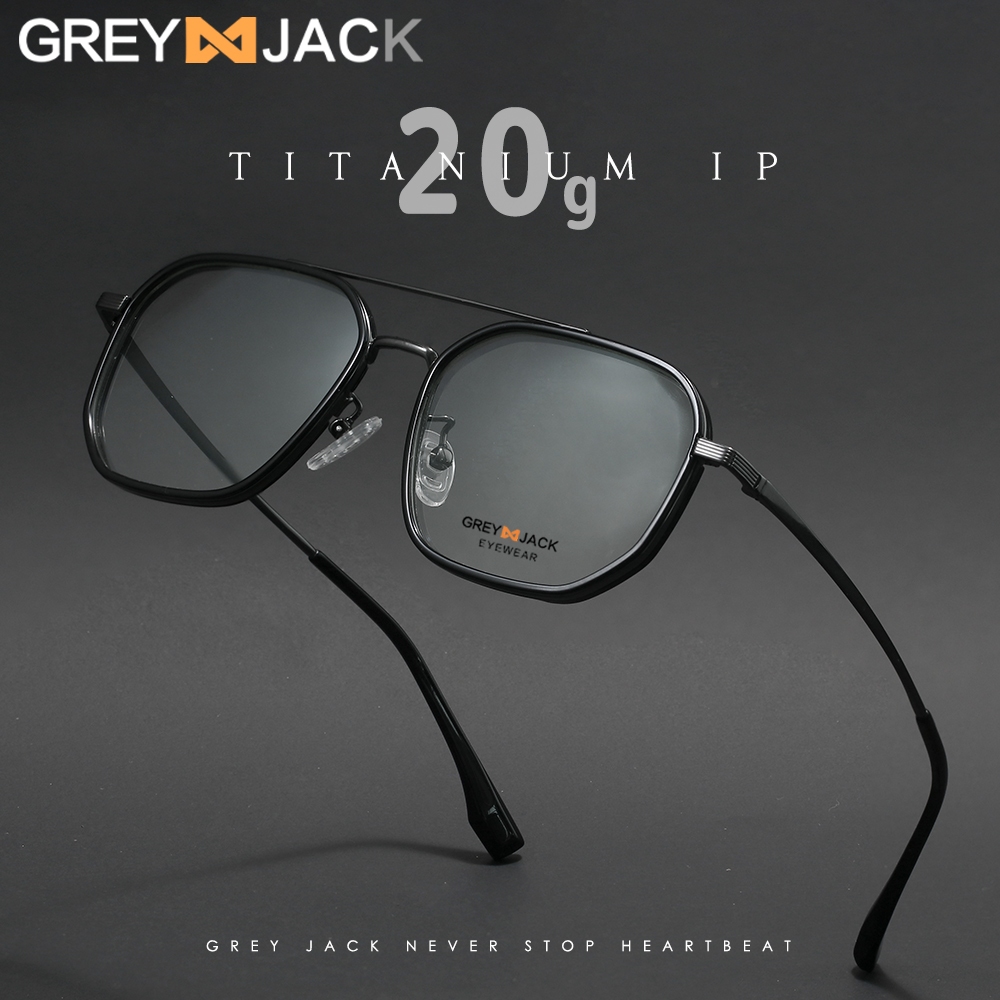 Jual Grey Jack Frame Kacamata Titanium Ip Model Aviator Kotak Ringan ...