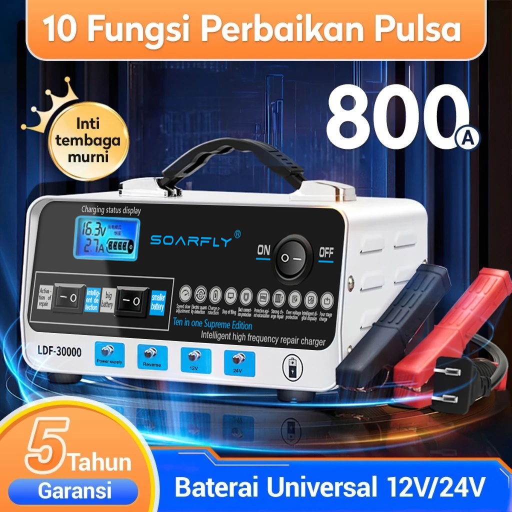 Jual SOARFLY [COD] 800A Car Battery Charger Aki Otomatis Smart Intelligent Auto Repair Mobil ...