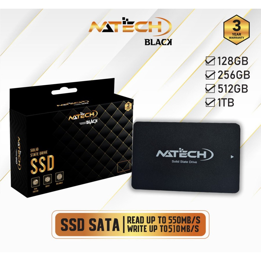 Jual SSD 128GB / SSD SATA 128GB / SSD NATECH BLACK 128GB SATA III 2.5" 6GB/S GARANSI RESMI ...