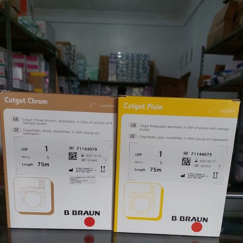Jual Catgut plain dan chromik 1 Bbraun 75meter | Shopee Indonesia