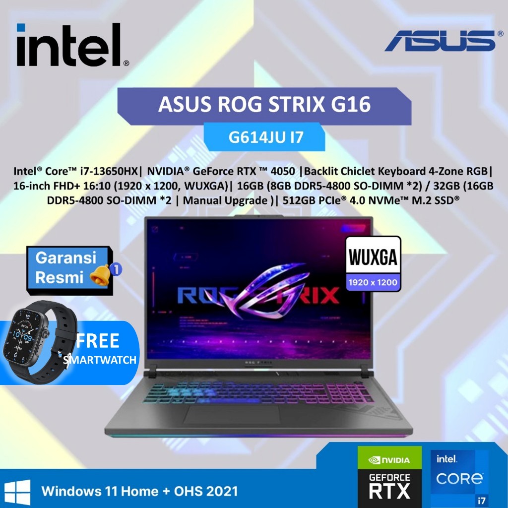 Jual Asus ROG Strix G16 G614JU - RTX4050 i7 13650HX 16GB 512GB 16.0 ...