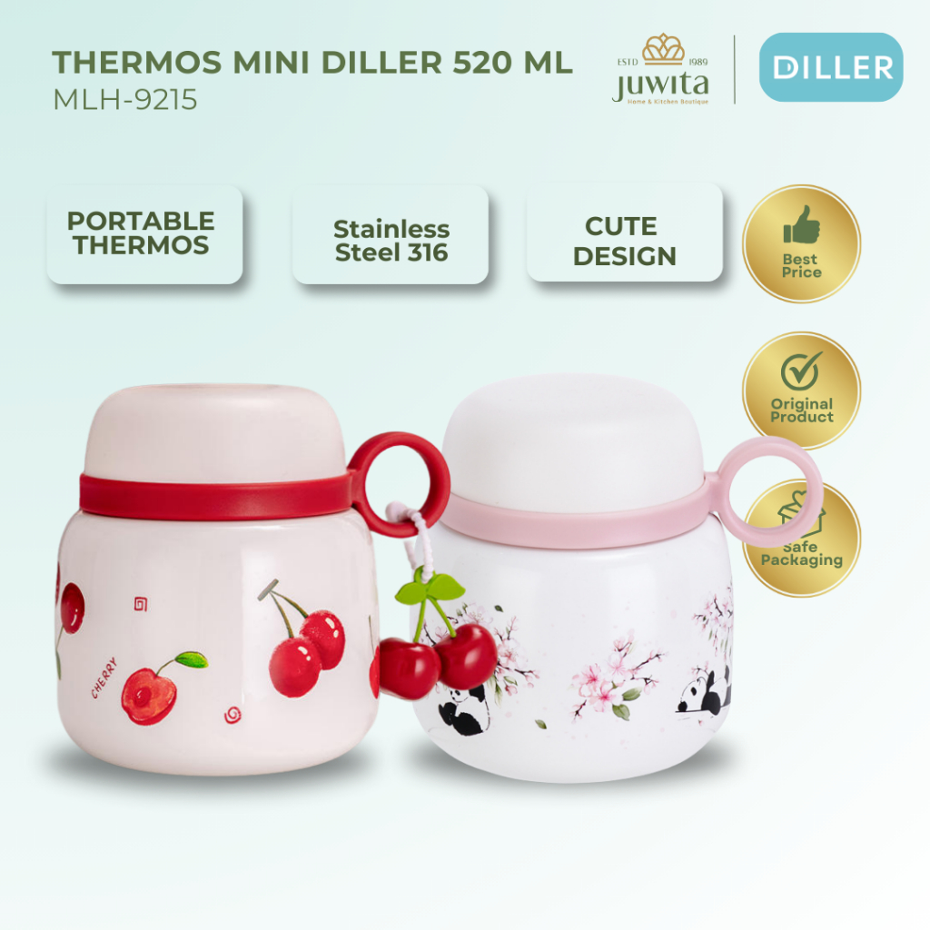 Jual Thermos mini Diller Stainless steel 316 520ML Tahan Panas Desain Unik | Shopee Indonesia
