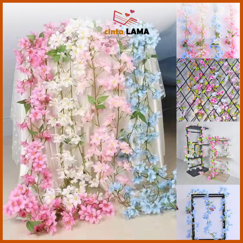 Jual Bunga Rambat Plastik Tanaman Hias Artificial Sakura Juntai Ornamen ...