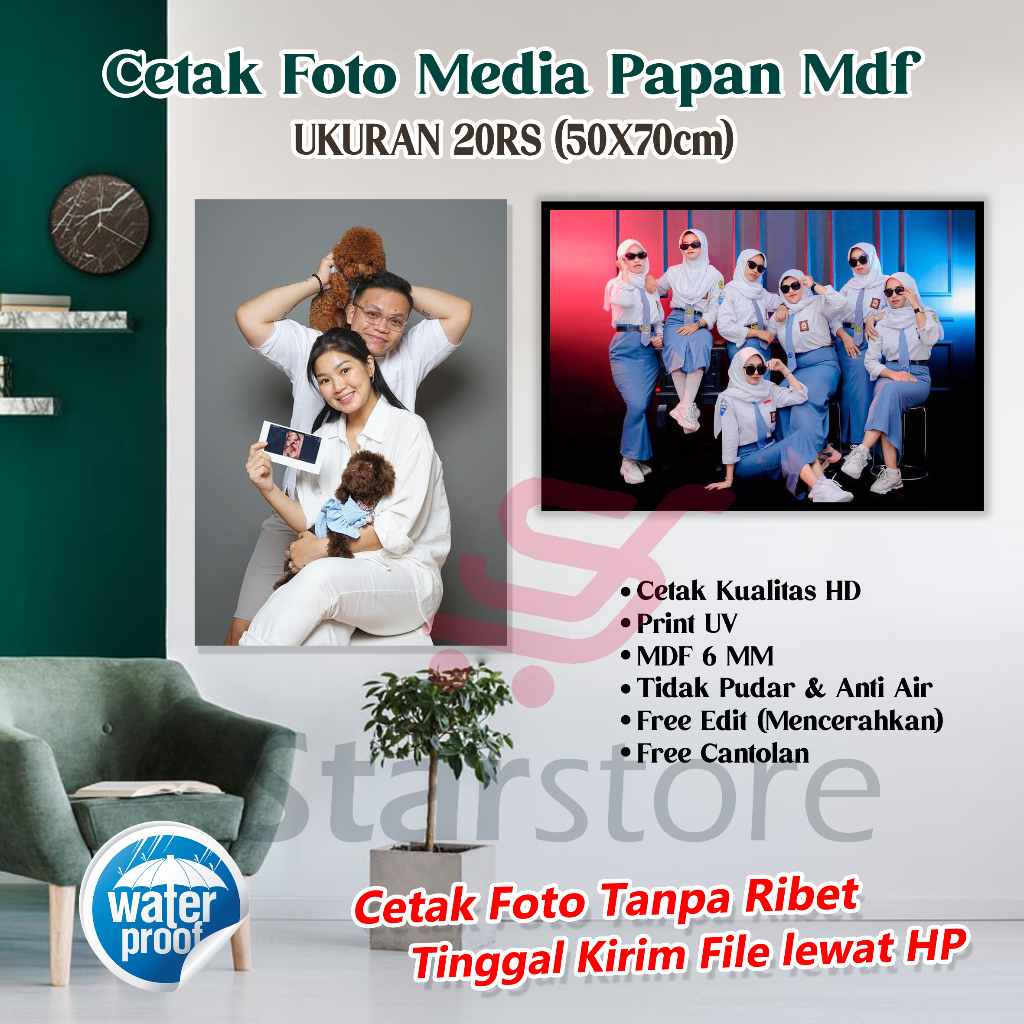 Jual CETAK FOTO UKR. 20RS (50X70CM) PAPAN MDF CUSTOM /CETAK FOTO MDF ...