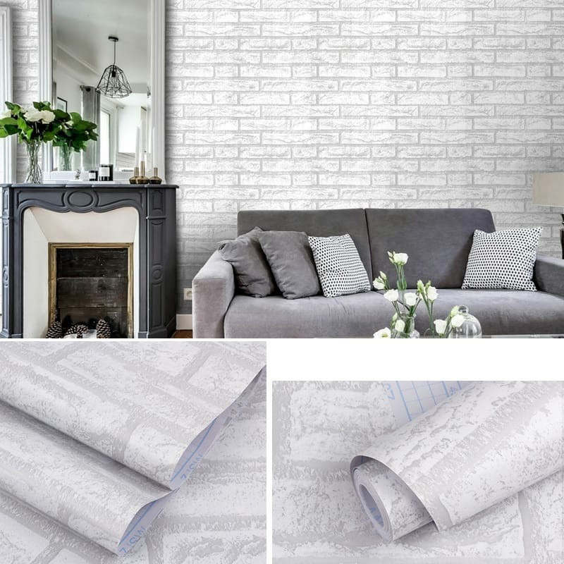 Jual Wallpaper Dinding Motif Bata Putih Ukuran Panjang 8 s/d 9 Meter x ...