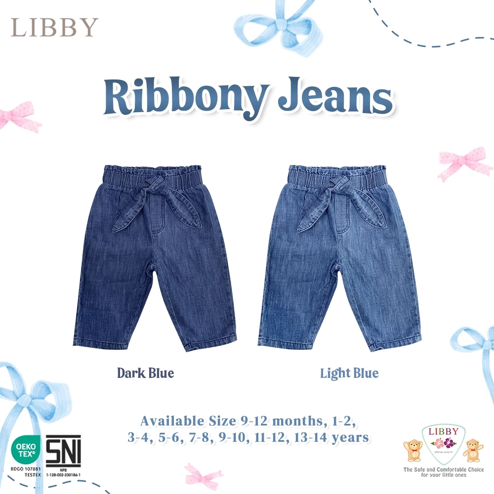 Jual LIBBY BABY Celana Panjang Jeans Polos Pita Bayi & Anak Perempuan Ribbony Jeans Usia 9 Bulan ...