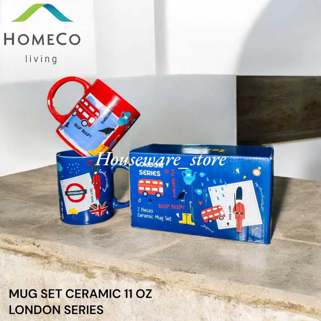 Jual Homeco Mug Set Ceramic 11 Oz London Series / Mug Set Giftbox ...
