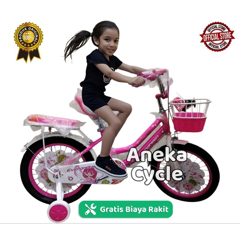 Jual Sepeda Anak Perempuan Roda Empat Mini Evergreen Daisy 16 Inch ...