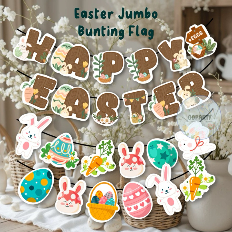 Jual HAPPY EASTER JUMBO BUNTING FLAG BANNER BENDERA PASKAH DEKORASI ...