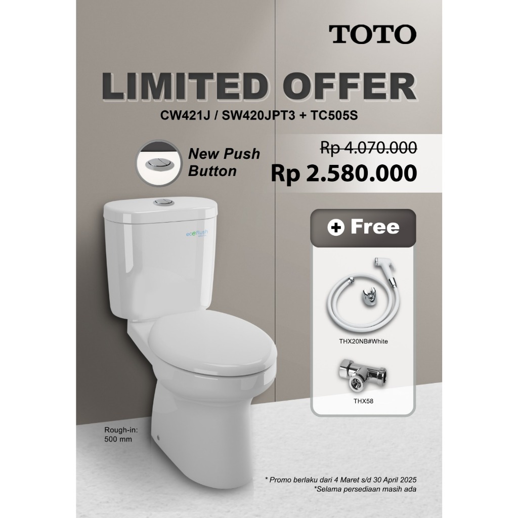Jual Kloset Duduk TOTO CW421J / SW420JPT3 Free THX20NB + THX58 | Shopee ...