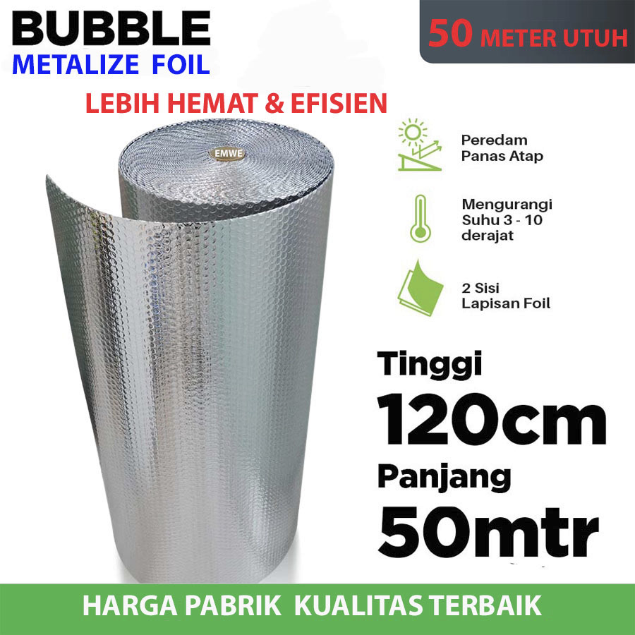 Jual 50 METER Aluminium Foil Bubble Wrap Peredam Panas Atap Rumah ...
