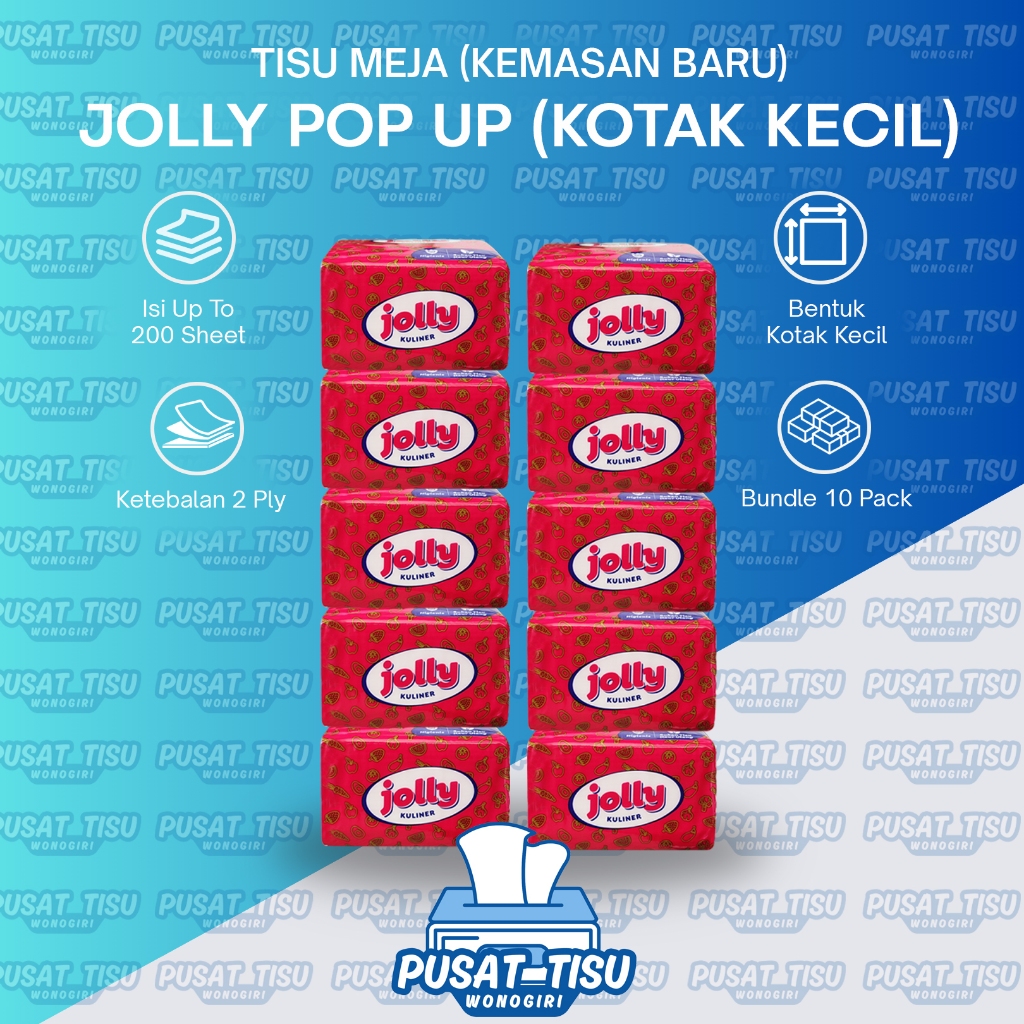 Jual [ Paket 10 PCS ] Tissue Jolly Pop Up (Up To 200 Sheet) / Tisu Meja ...
