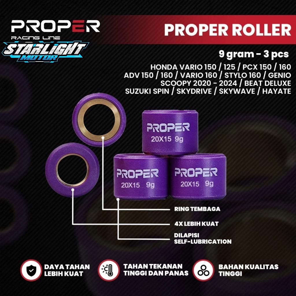 Jual PROPER RACING LINE ROLLER 20X15 9-15 GRAM VARIO 125 150 160 PCX ...