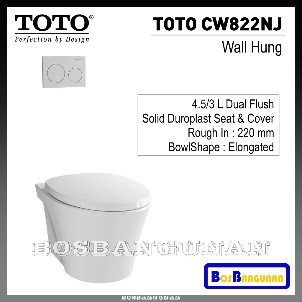 Jual Kloset Duduk TOTO CW822NJ / Wall Hung Closet Dual Flush ECO 4.5 L TOTO / Kloset Gantung ...