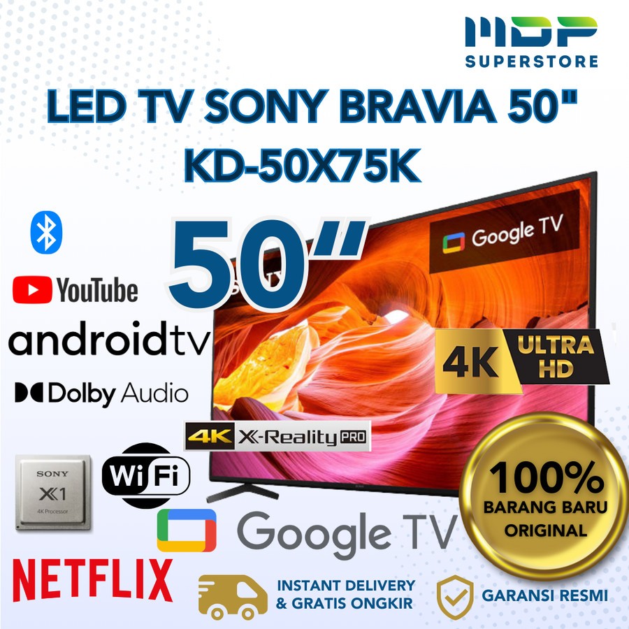 Jual SONY BRAVIA LED TV 50inch KD-50X75K SMART TV | Shopee Indonesia