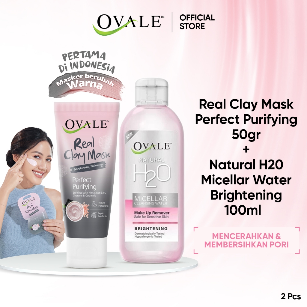 Jual [Bundle Real Clay Mask + Micellar Water] Ovale Real Clay Mask ...