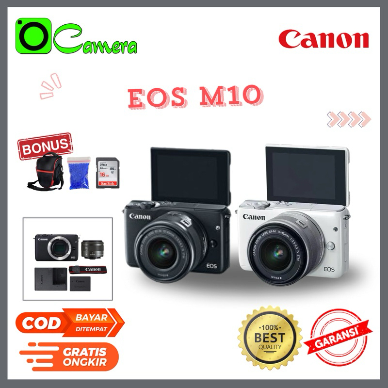 Jual KAMERA MIRRORLESS CANON EOS M10 BLACK/WHITE | Shopee Indonesia