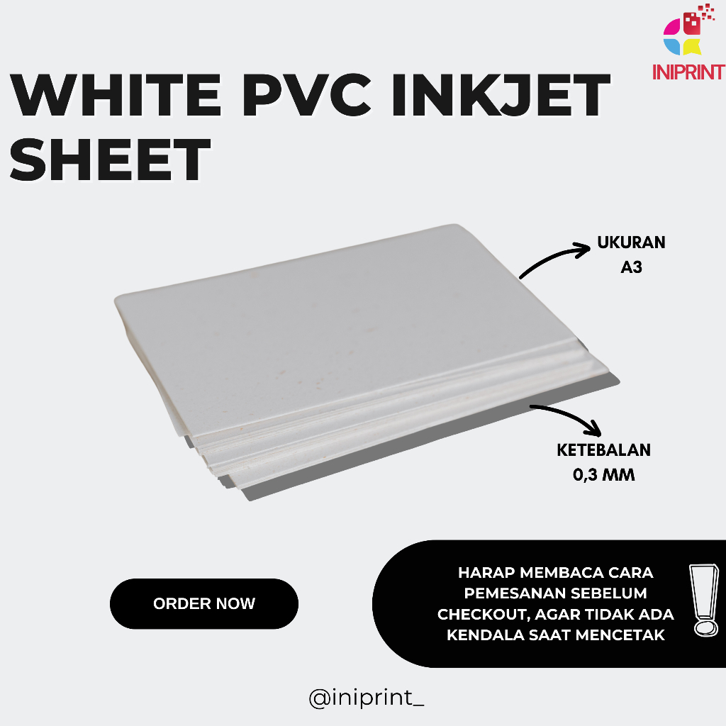 Jual HARGA PER PCS - White PVC inkjet sheet tebal 0,3mm ukuran A3 ...