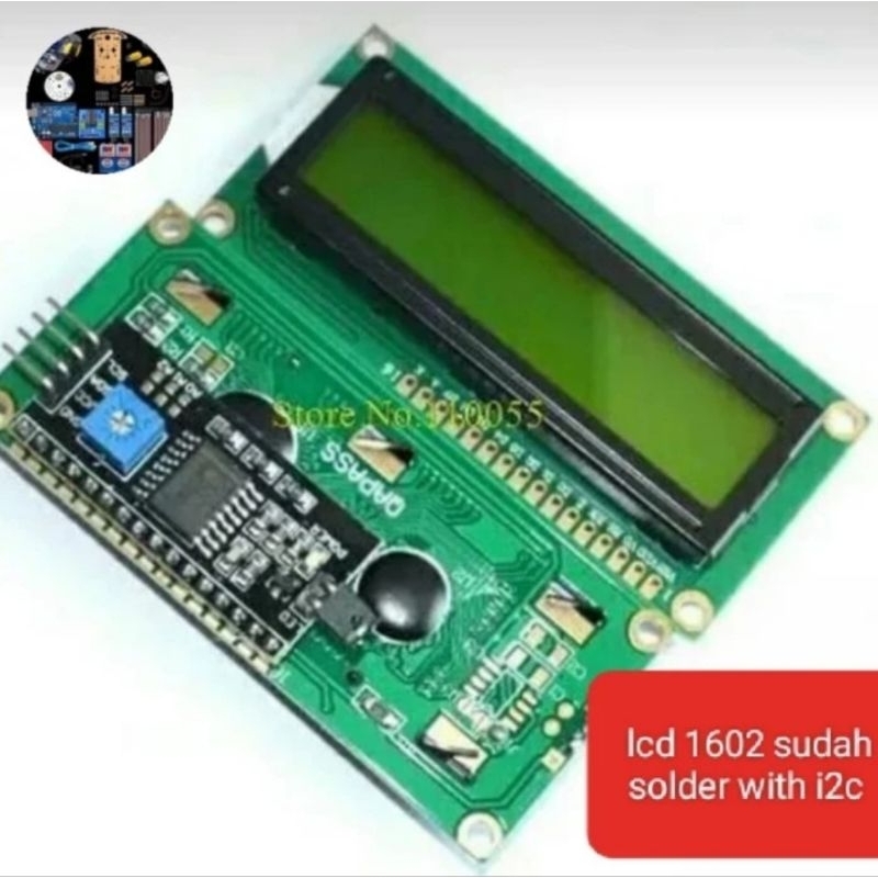 Jual lcd 16x2 1602 Green hijau spi i2c backpack nodemcu wemos esp32 uno ...
