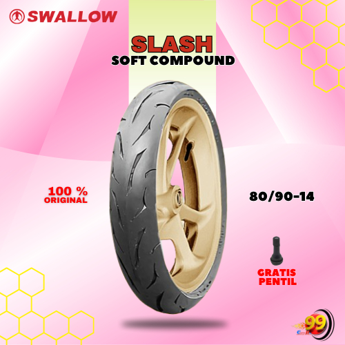 Jual Ban SWALLOW SLASH Soft Compound Motor Matic 80/90 Ring 14 Tubeless ...
