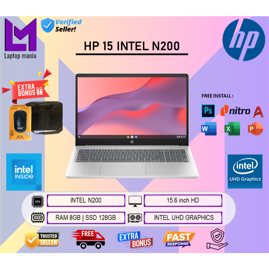 Jual Laptop HP 15 Intel Pentium N200 RAM 8GB 256GB Win11Home Original ...